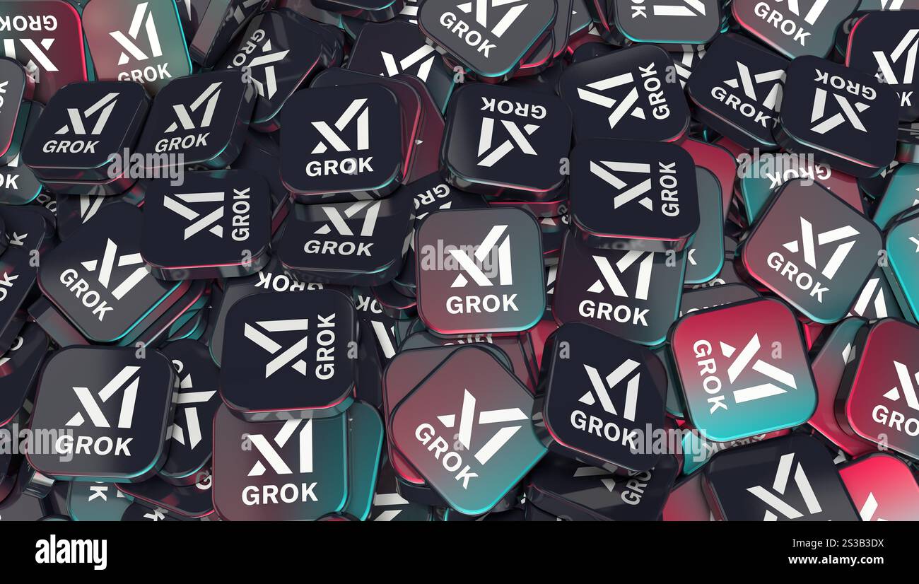 Grok Logo, 3D Visual Logo Design - X Corp.Technology Company Stock ...