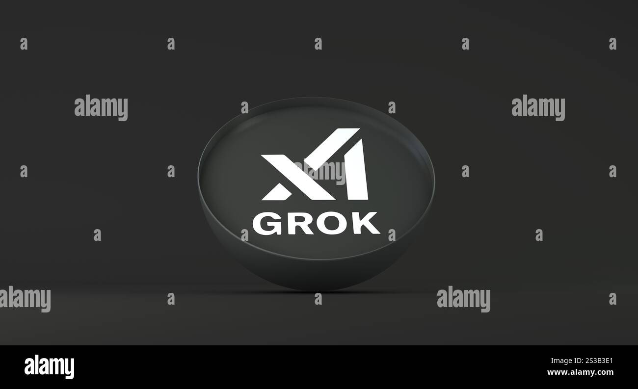 Grok Logo, 3D Visual Logo Design - X Corp.Technology Company Stock ...