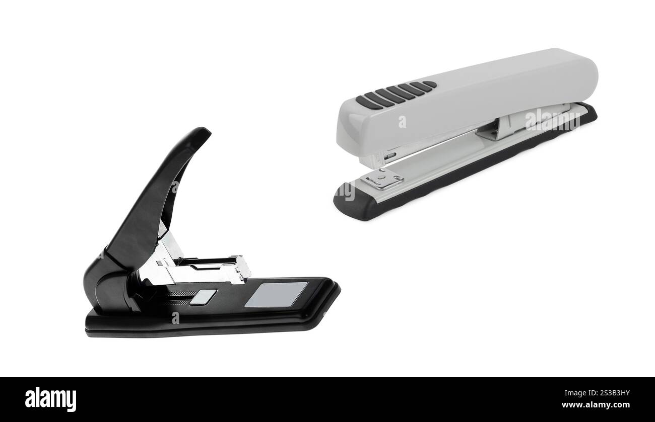 Black and white professional staplers. Black professional stapler Stock ...