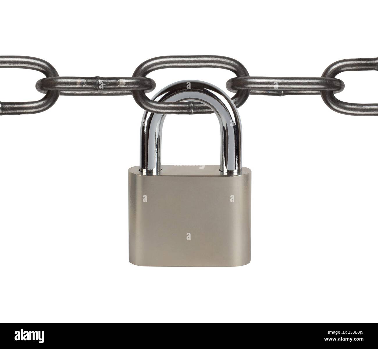 Chain Links with lock isolated on white background. Chain Links with ...