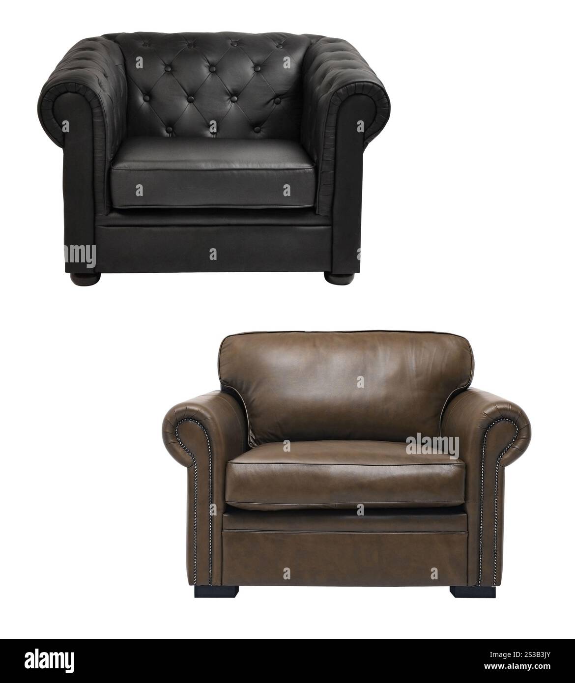 two nice leather arm chairs isolated on white background. two nice ...
