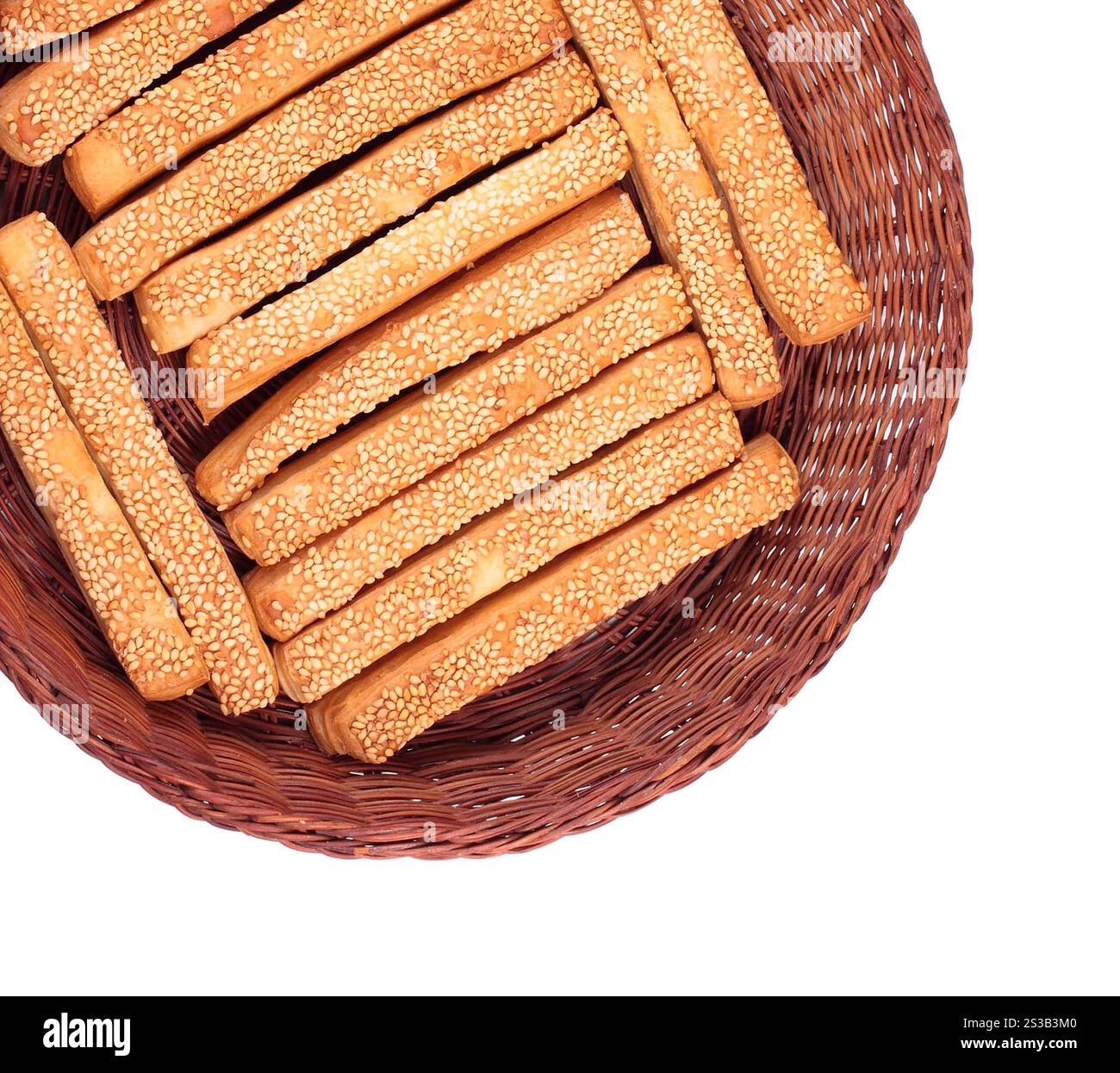 baking sticks in basket isolated on white background. baking sticks in ...