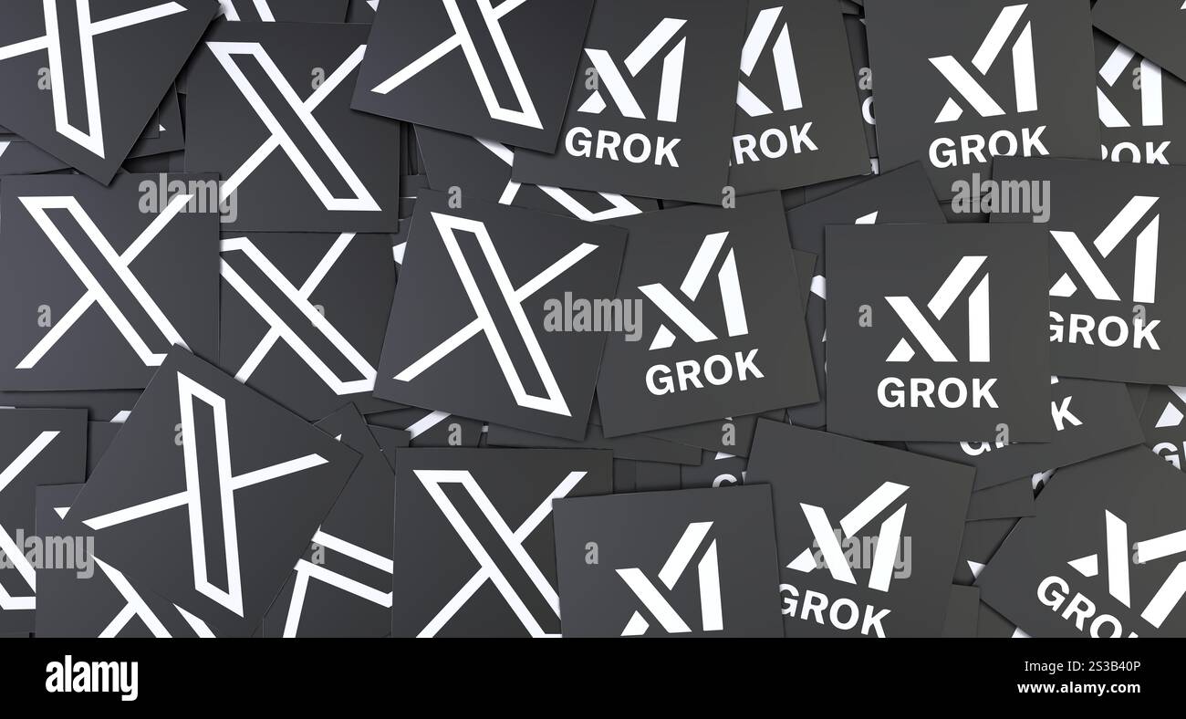 Grok Logo, 3D Visual Logo Design - X Corp.Technology Company Stock ...