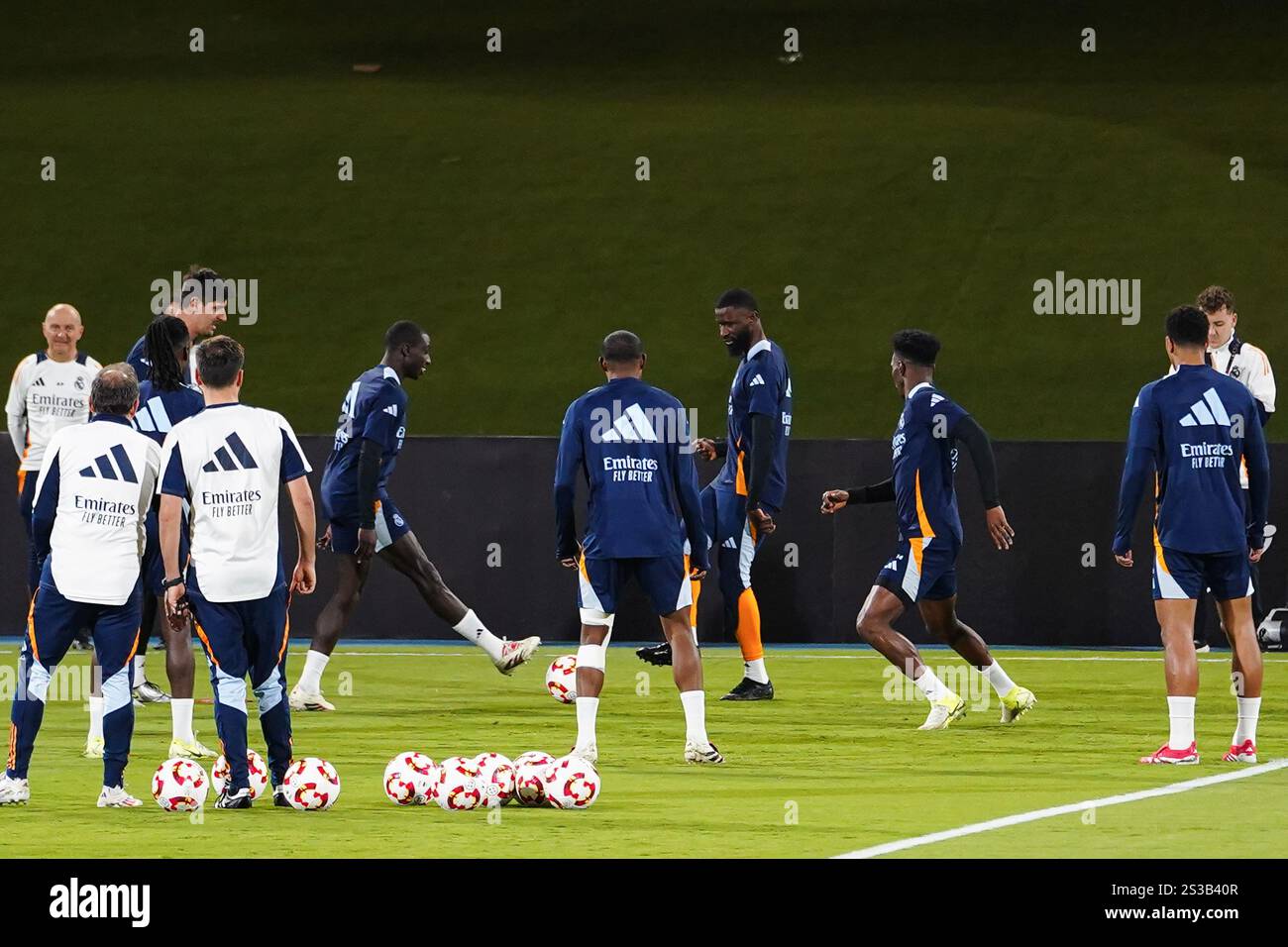 Real Madrid players seen in action during the last training session ...
