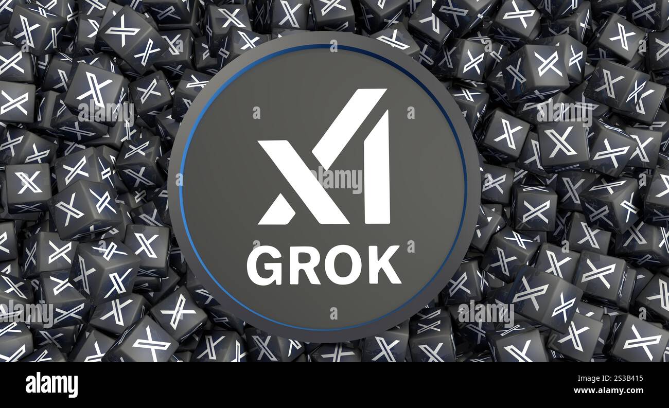 Grok Logo, 3D Visual Logo Design - X Corp.Technology Company Stock ...