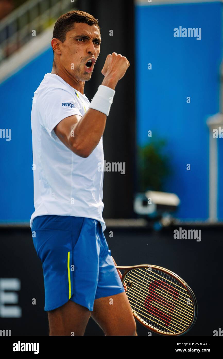 French-Monegasque Valentin Vacherot pictured in action during a tennis ...
