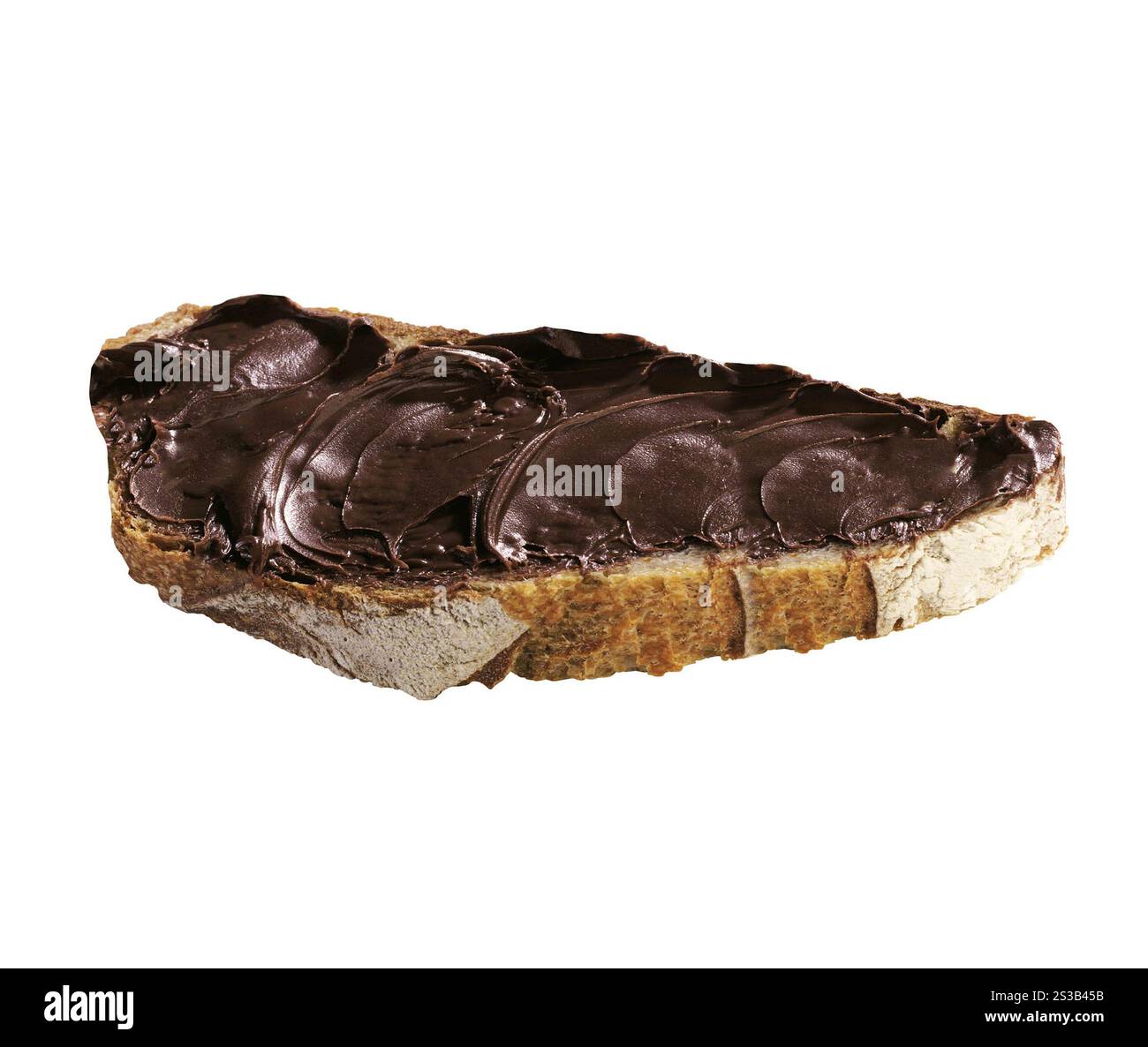 slice of bread with choco paste isolated on white background. slice of ...