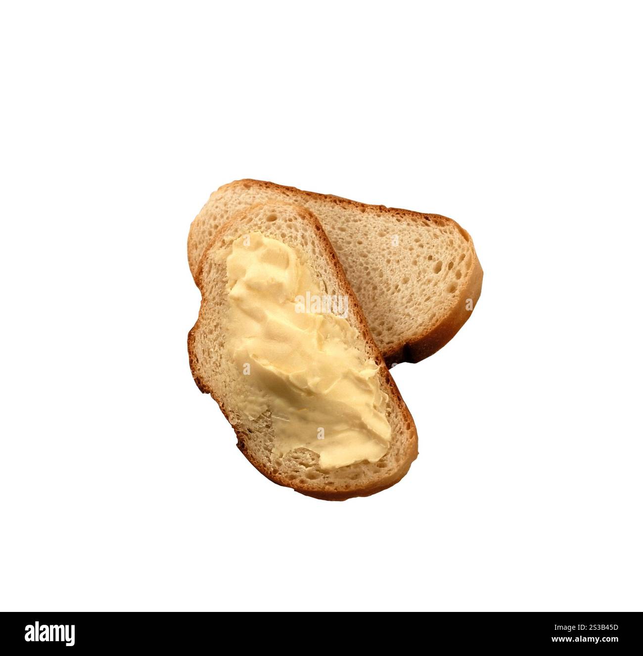 buttered bread isolated on white background. buttered bread Stock Photo ...
