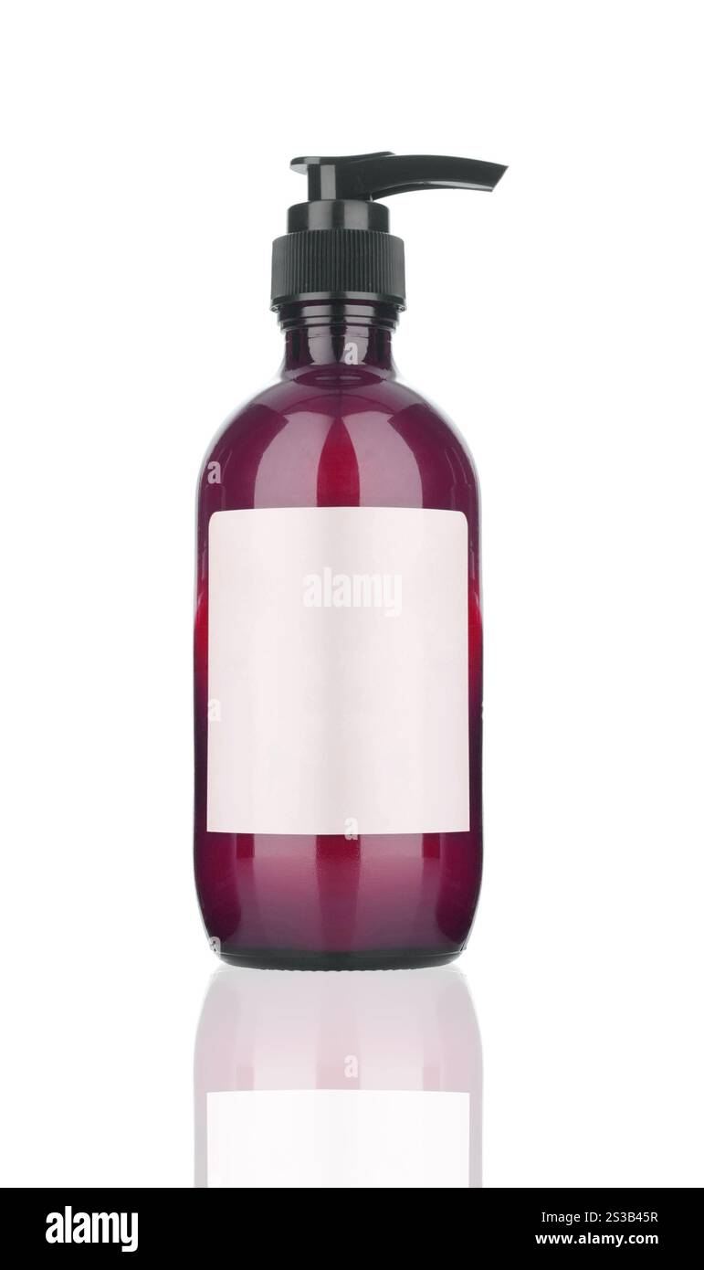 Plastic pump soap bottle without label reflected. Plastic pump soap ...