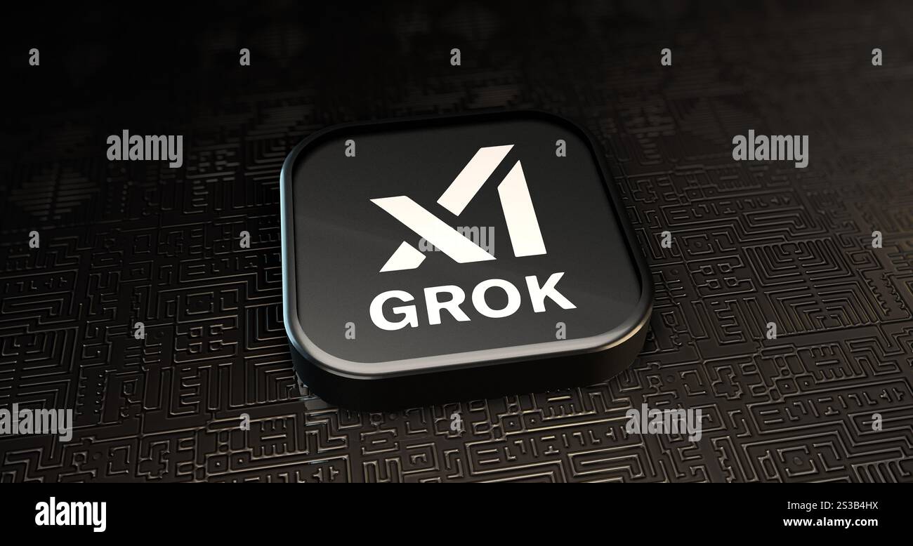 Grok Logo, 3D Visual Logo Design - X Corp.Technology Company Stock ...