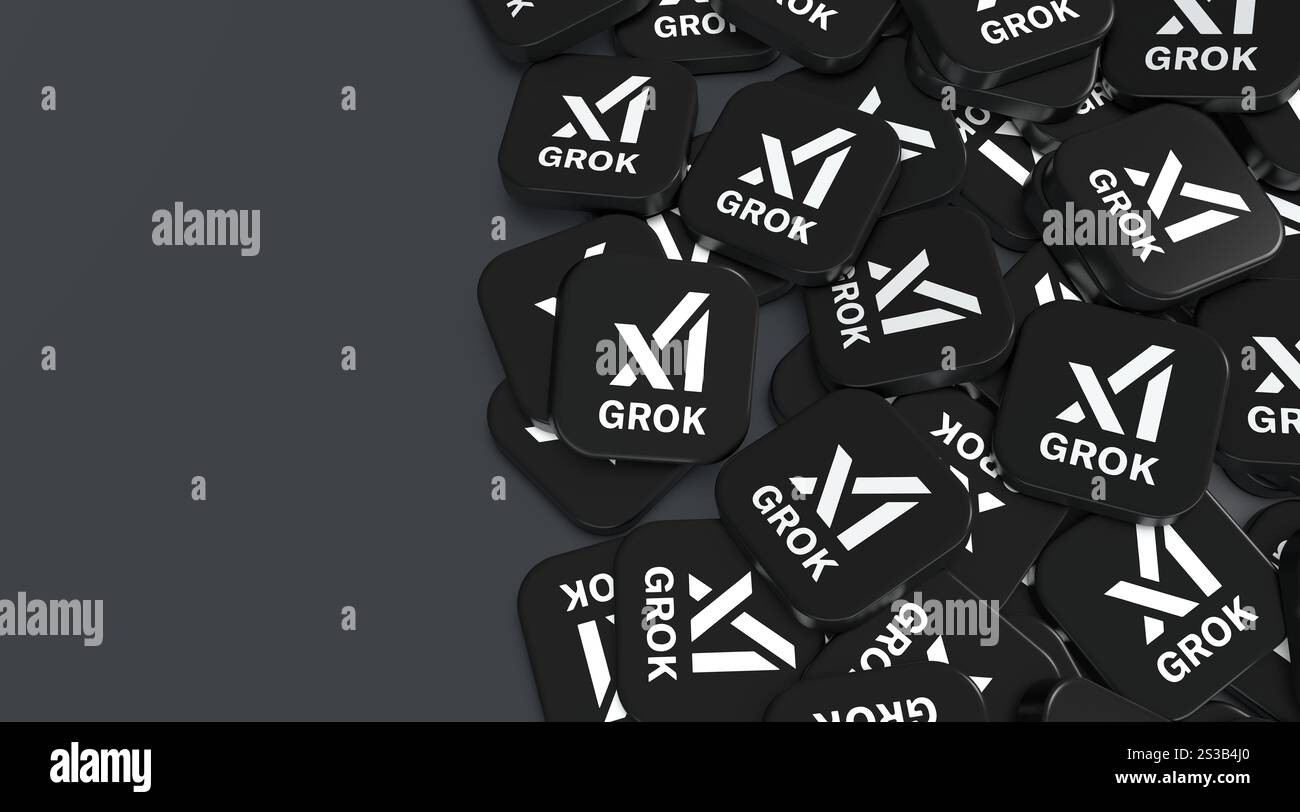 Grok Logo, 3D Visual Logo Design - X Corp.Technology Company Stock ...