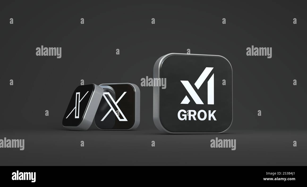 Grok Logo, 3D Visual Logo Design - X Corp.Technology Company Stock ...