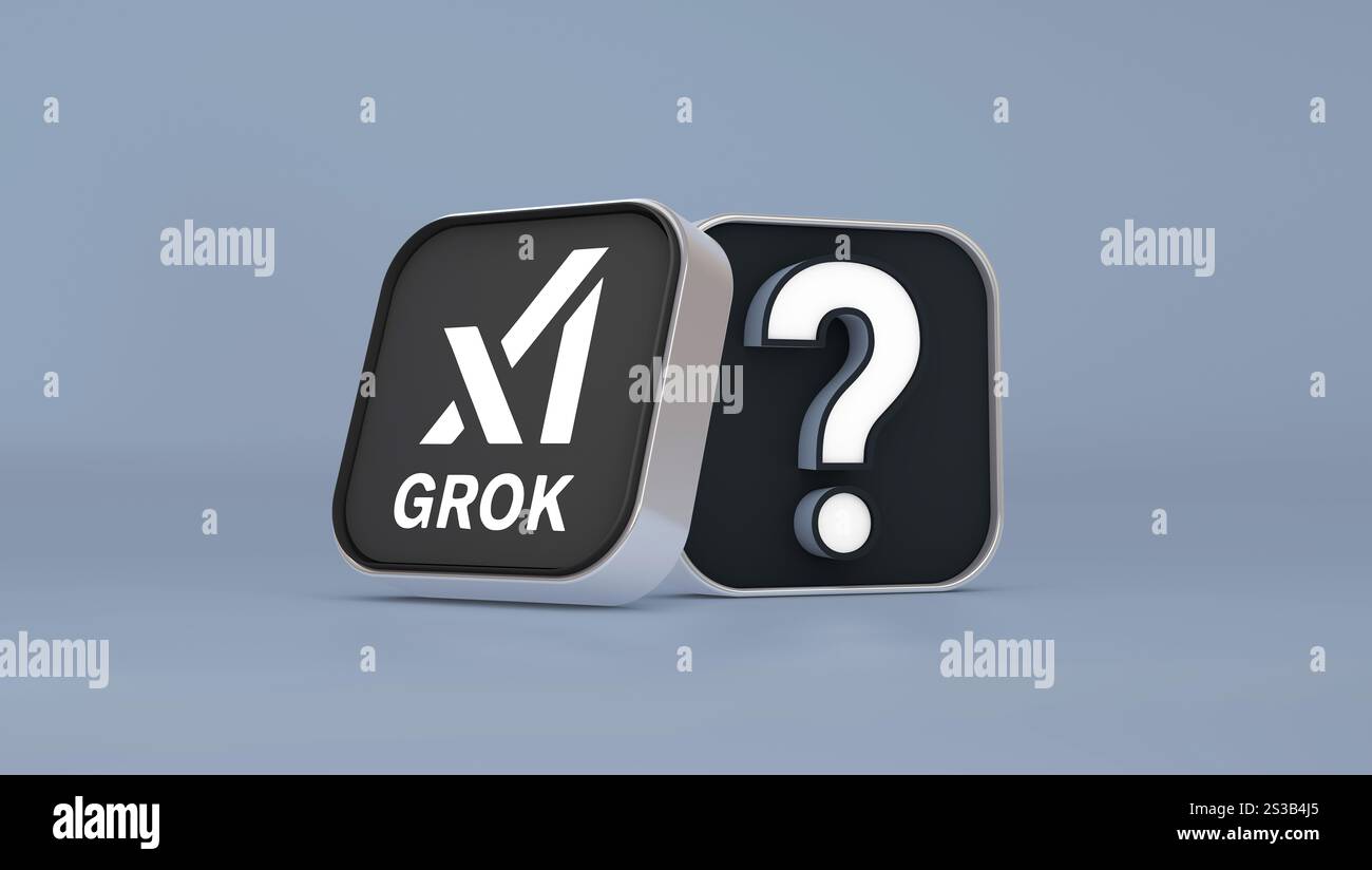 Grok Logo, 3D Visual Logo Design - X Corp.Technology Company Stock ...
