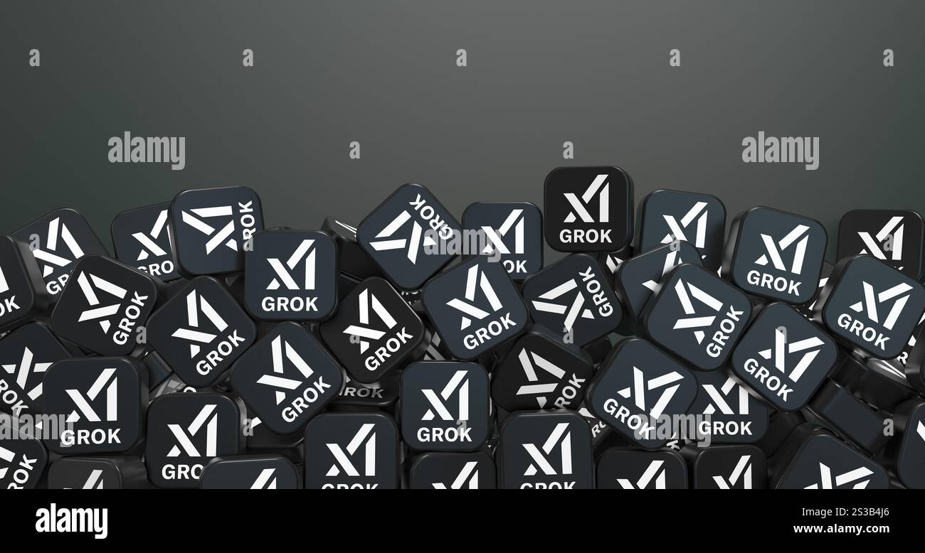 Grok Logo, 3D Visual Logo Design - X Corp.Technology Company Stock ...