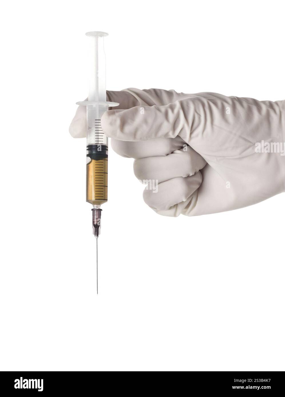 Hand holding syringe isolated on white background. Hand holding syringe ...