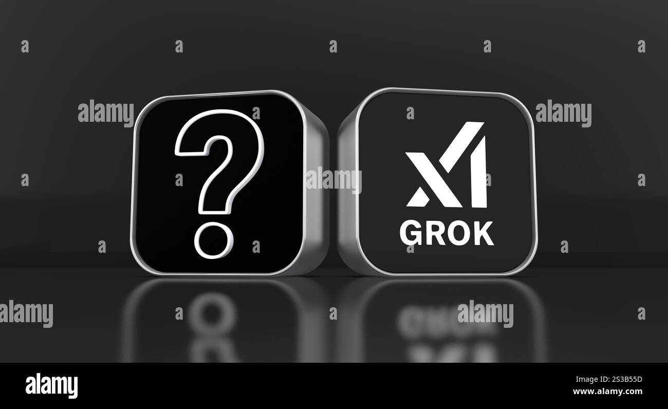 Grok Logo, 3D Visual Logo Design - X Corp.Technology Company Stock ...