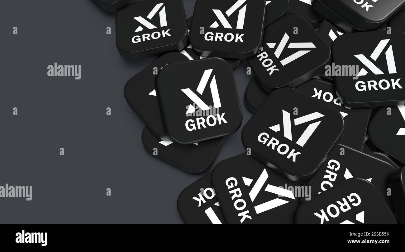 Grok Logo, 3D Visual Logo Design - X Corp.Technology Company Stock ...