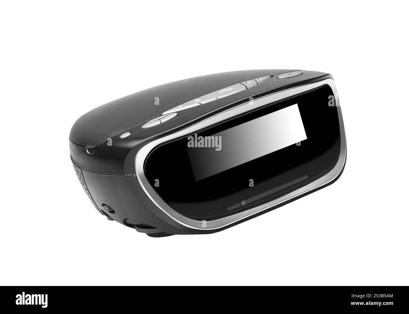 Digital alarm clock radio isolated on white background. Digital alarm ...