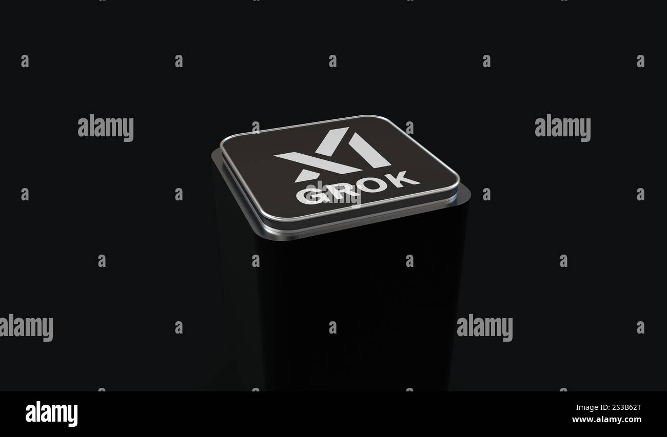 Grok Logo, 3D Visual Logo Design - X Corp.Technology Company Stock ...