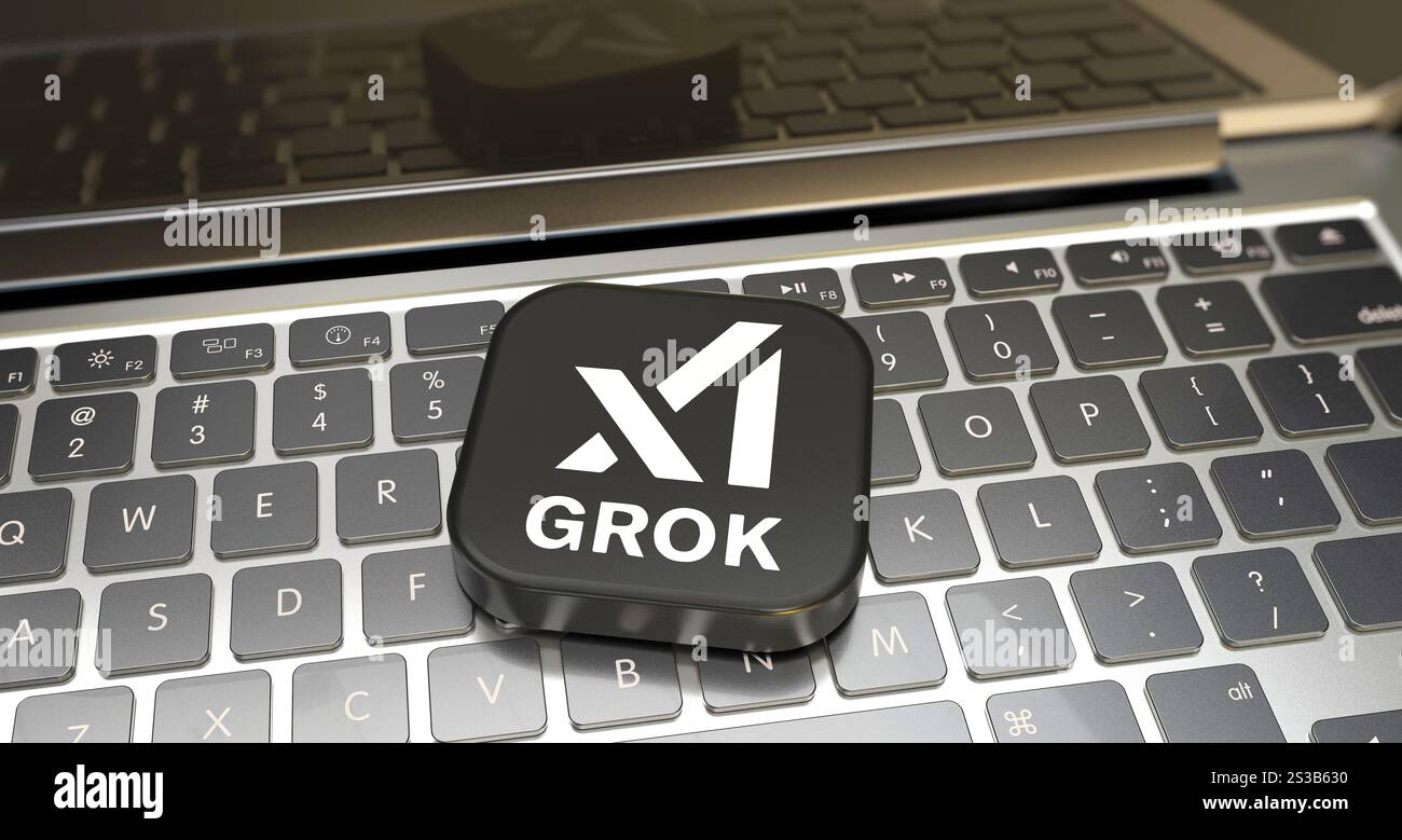 Grok Logo, 3D Visual Logo Design - X Corp.Technology Company Stock ...
