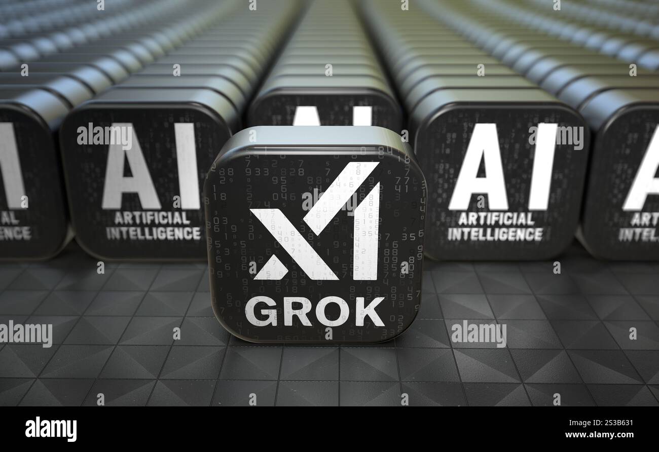 Grok Logo, 3D Visual Logo Design - X Corp.Technology Company Stock ...