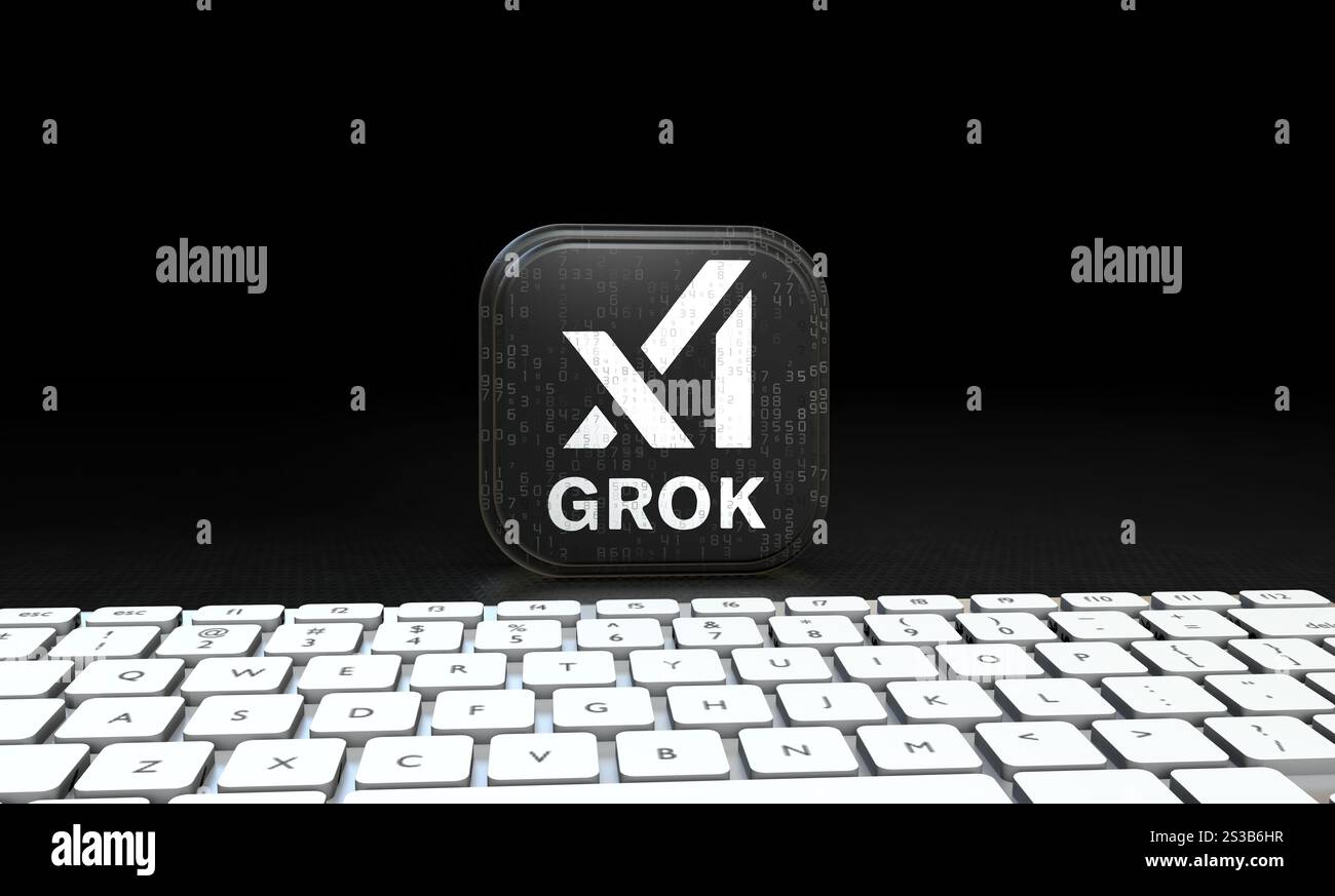 Grok Logo, 3D Visual Logo Design - X Corp.Technology Company Stock ...