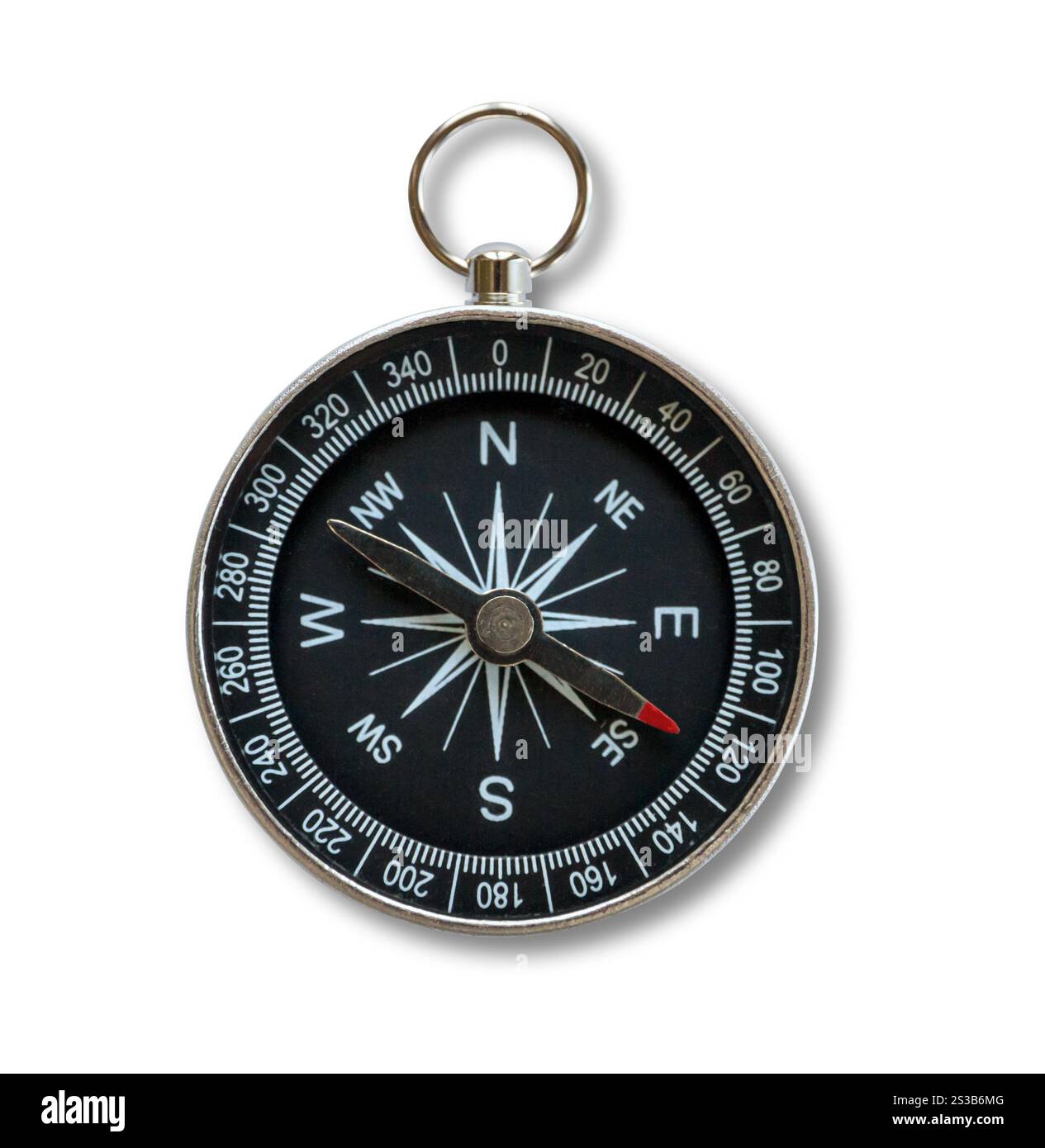 Vintage compass with shadow isolated on white background. Concept of ...