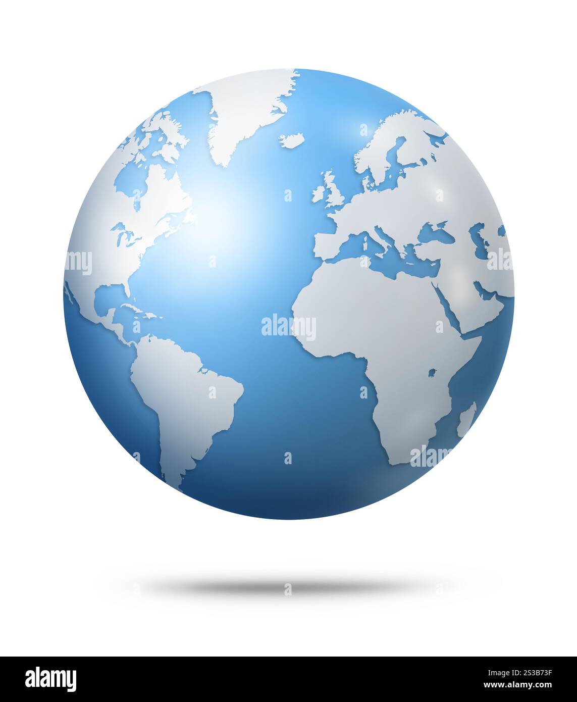 Blue earth globe isolated on white background. 3D illustration. Blue ...