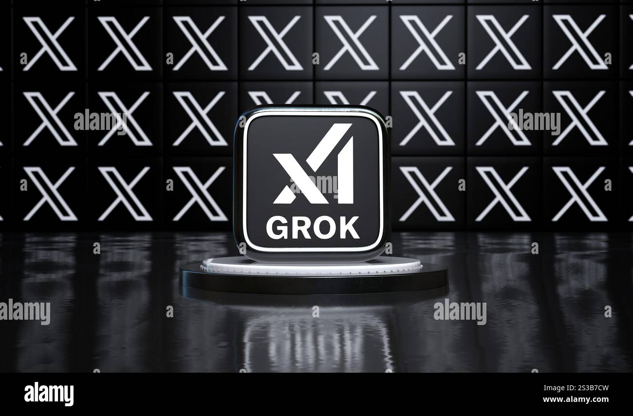 Grok Logo, 3D Visual Logo Design - X Corp.Technology Company Stock ...