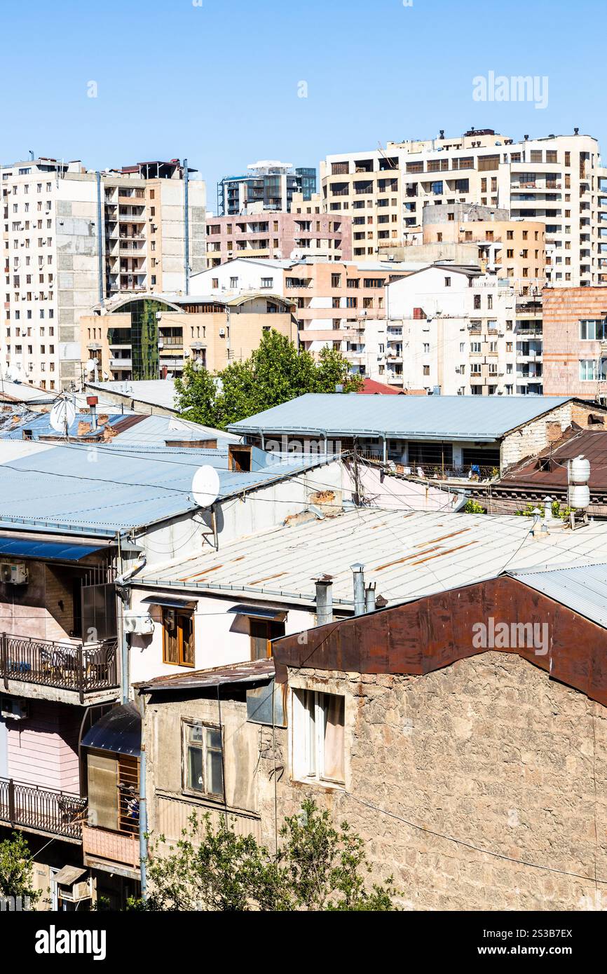 various houses in residential district in center of Yerevan city on ...