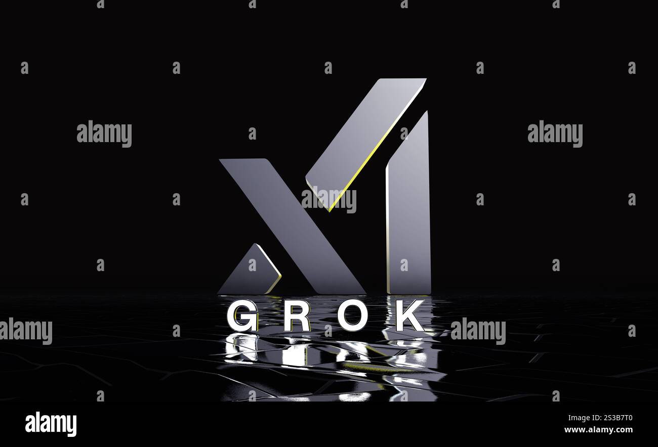 Grok Logo, 3D Visual Logo Design - X Corp.Technology Company Stock ...