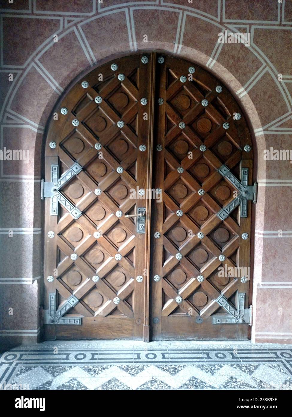 Doors in the castle church old door antique arched medieval concept ...