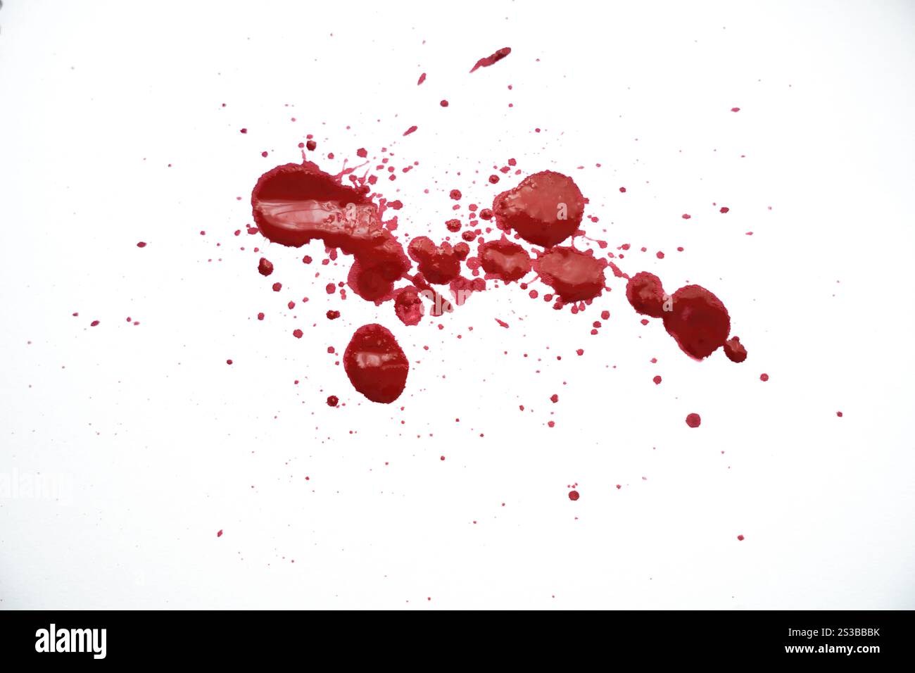 Blood splatters on white background. Red blots of watercolor Realistic ...