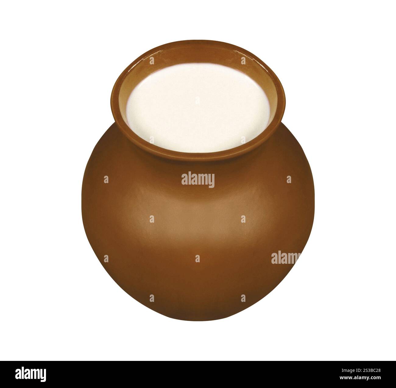 Clay pot with milk isolated Stock Photo - Alamy