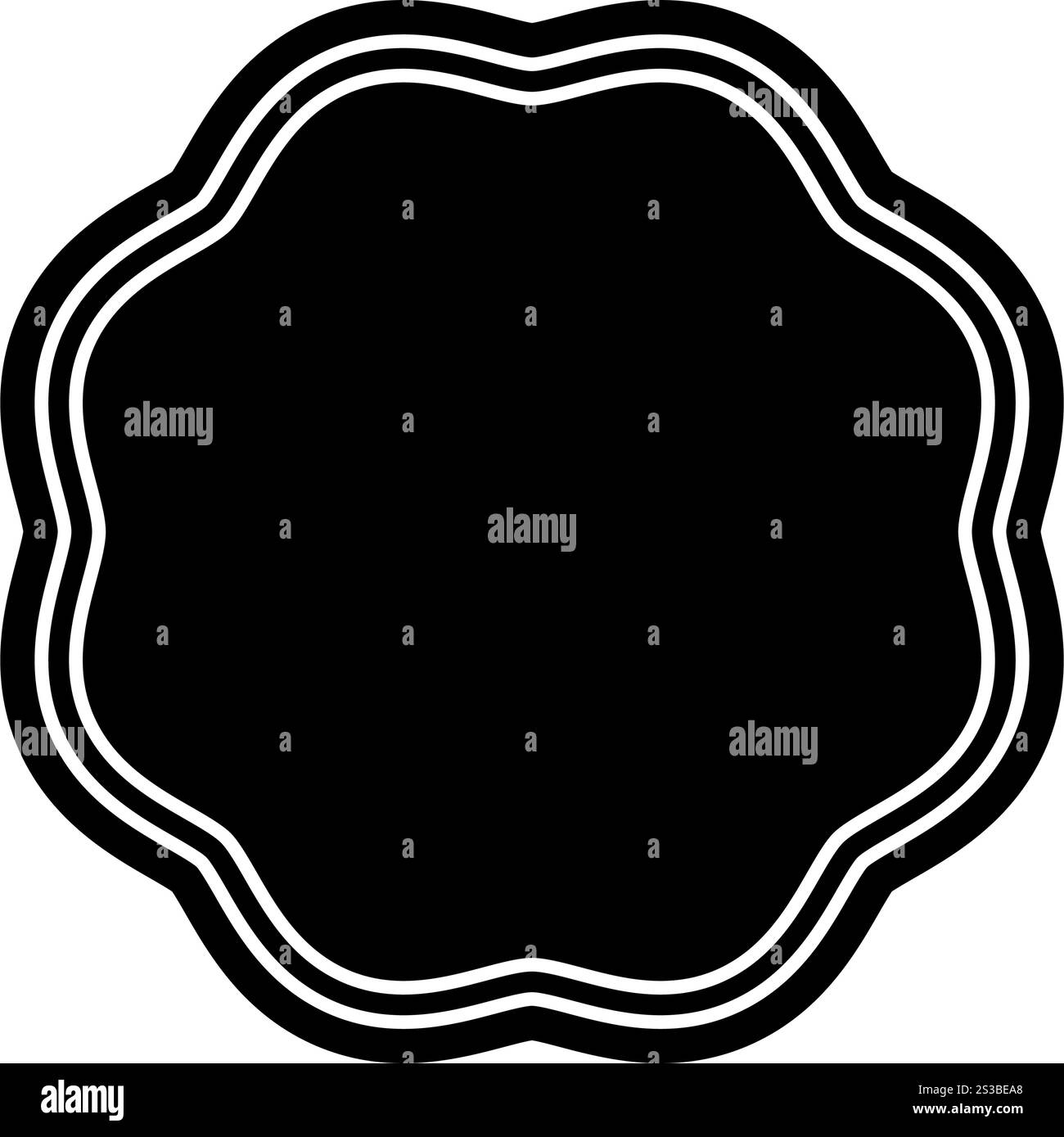 Round shape with wavy edges. Simple geometric circle form with curvy ...