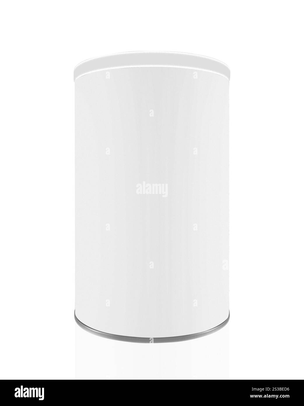 White tin box packaging container for tea or coffee isolated. White tin ...