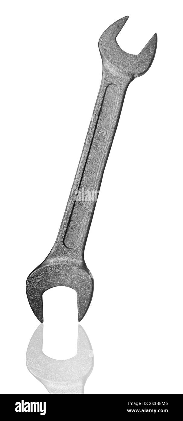 Steel wrench on white Black and White Stock Photos & Images - Alamy
