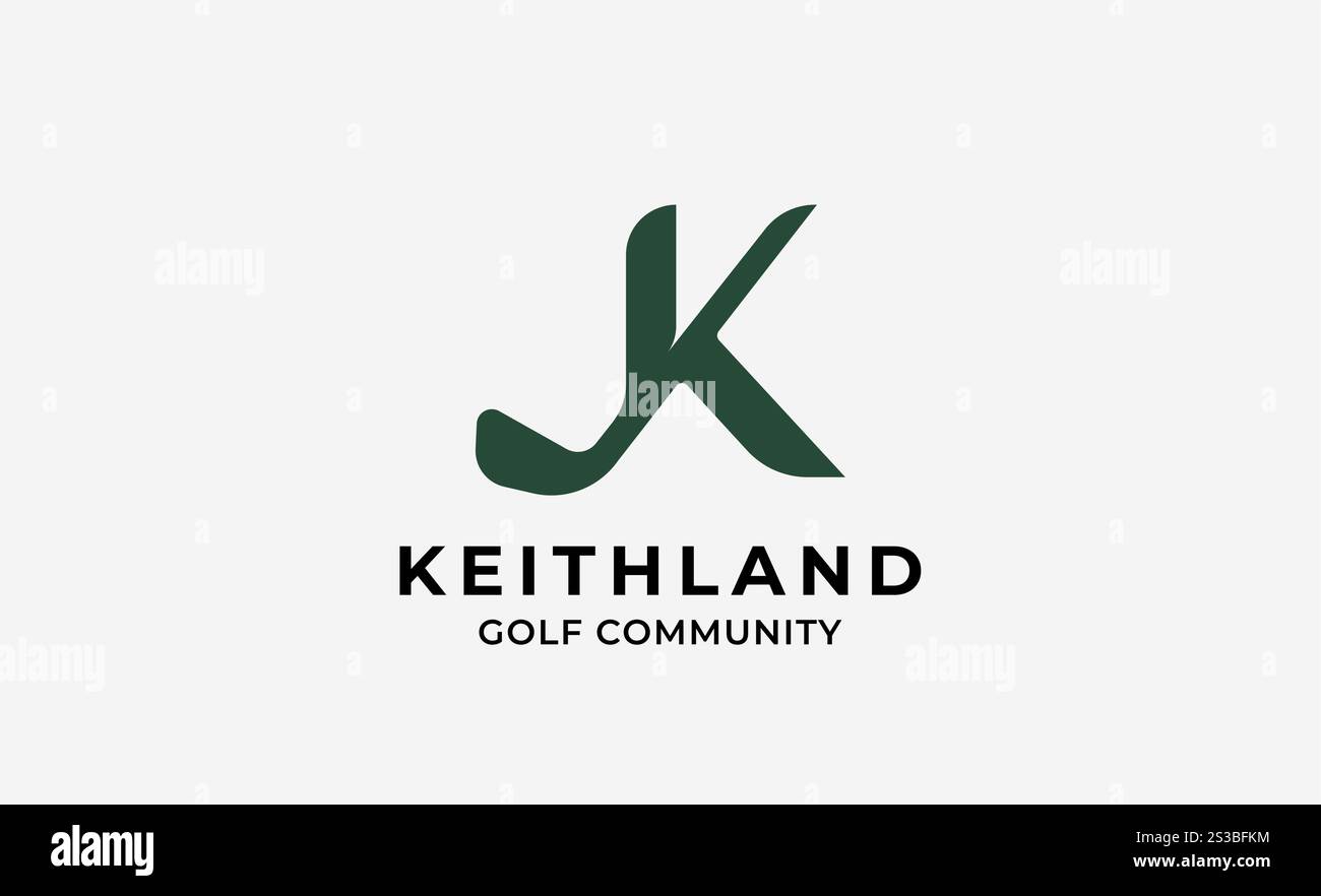 Monogram logo design initial K and Golf. Golf ball, golf stick and ...