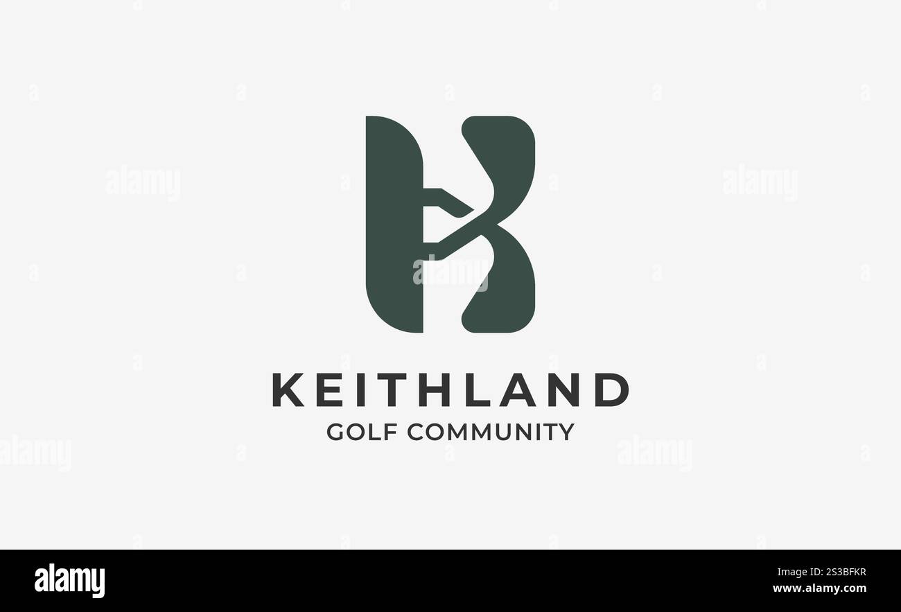 Monogram logo design initial K and Golf. Golf ball, golf stick and ...