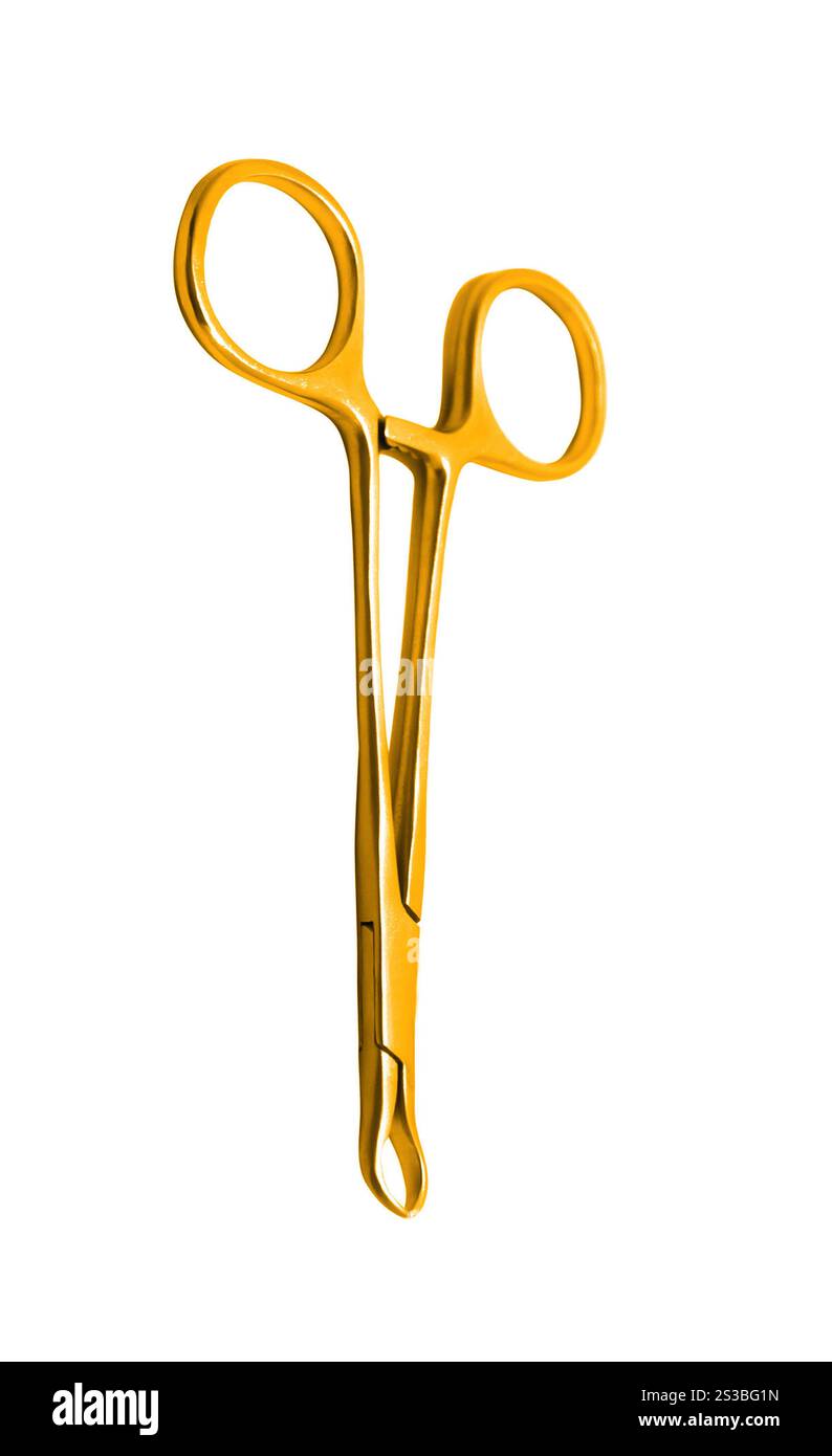 surgical clamps on a white background. surgical clamps Stock Photo - Alamy