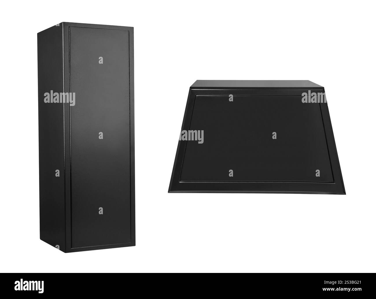 black metal containers isolated on white. blue metal container isolated ...