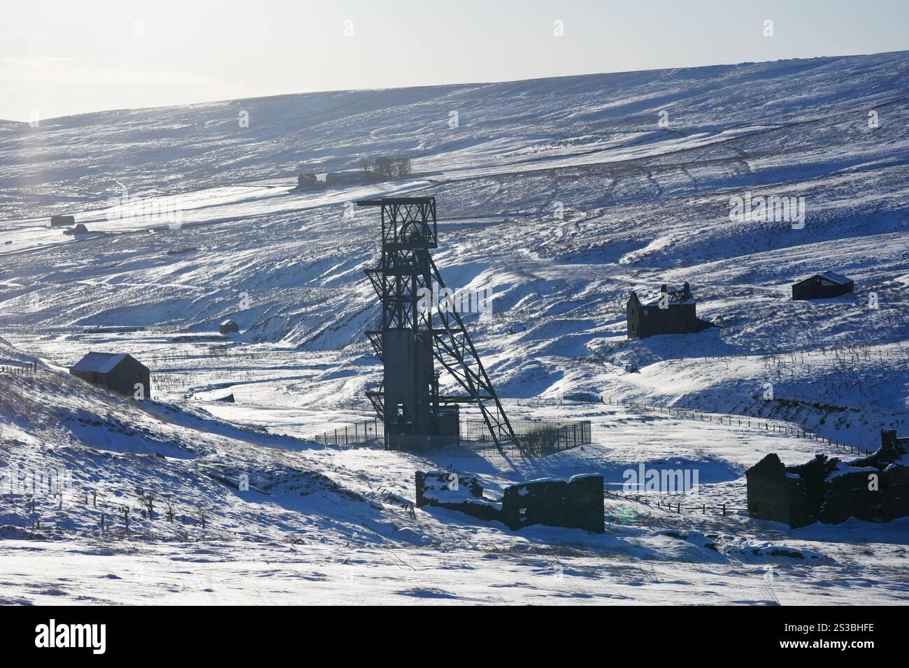 Snow covers the disused Groverake Mine in Durham. Britons are braced ...