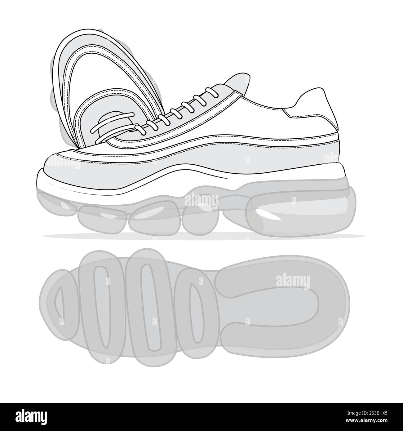 Chunky sneakers flat sketch hi-res stock photography and images - Alamy