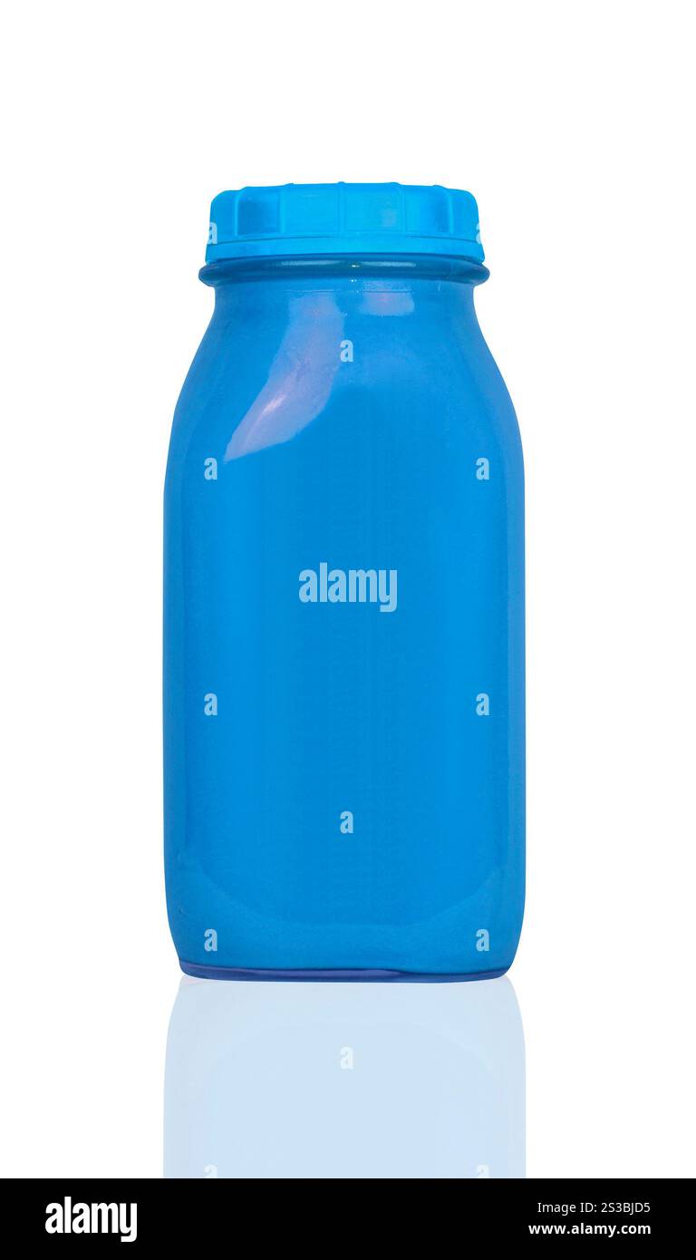 the bottle blue color packaging isolated on white background Stock ...