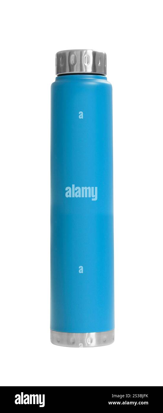 blue thermal mug isolated on white background. green thermal mug ...