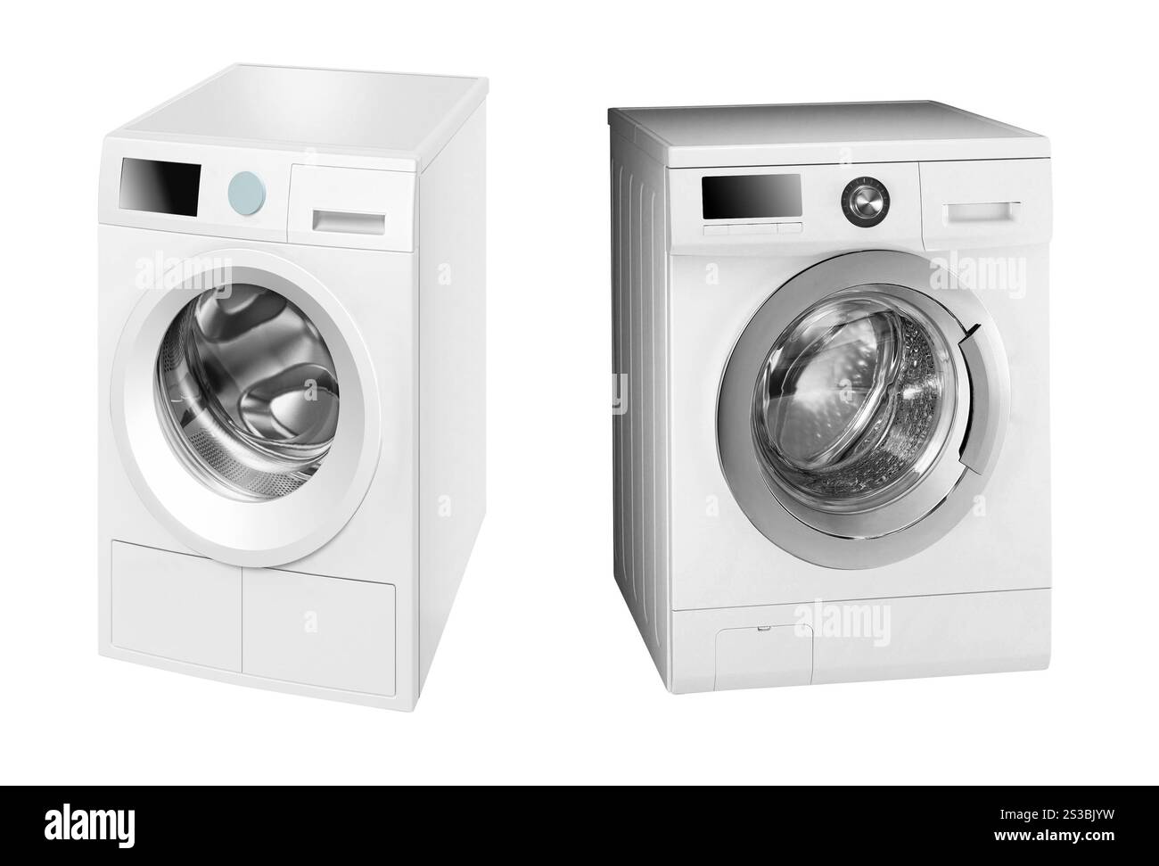 Closed washing machines on white background. Closed washing machine on ...