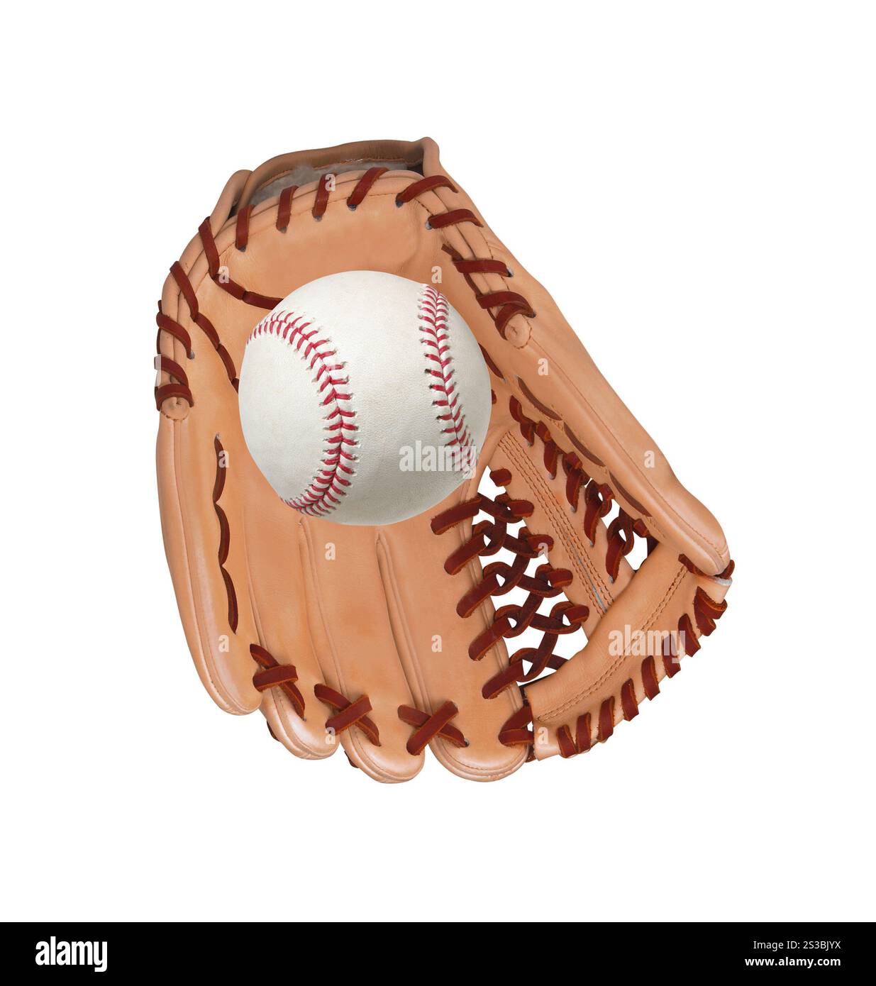 baseball inside glove isolated on white background. baseball inside ...