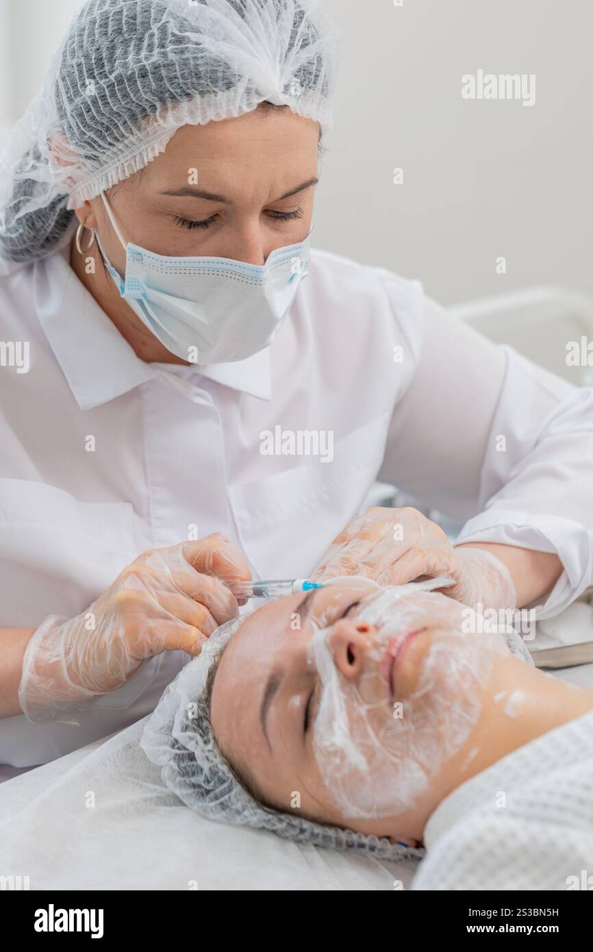 Beauty anti-aging injection biorevitalization face forehead mesotherapy ...