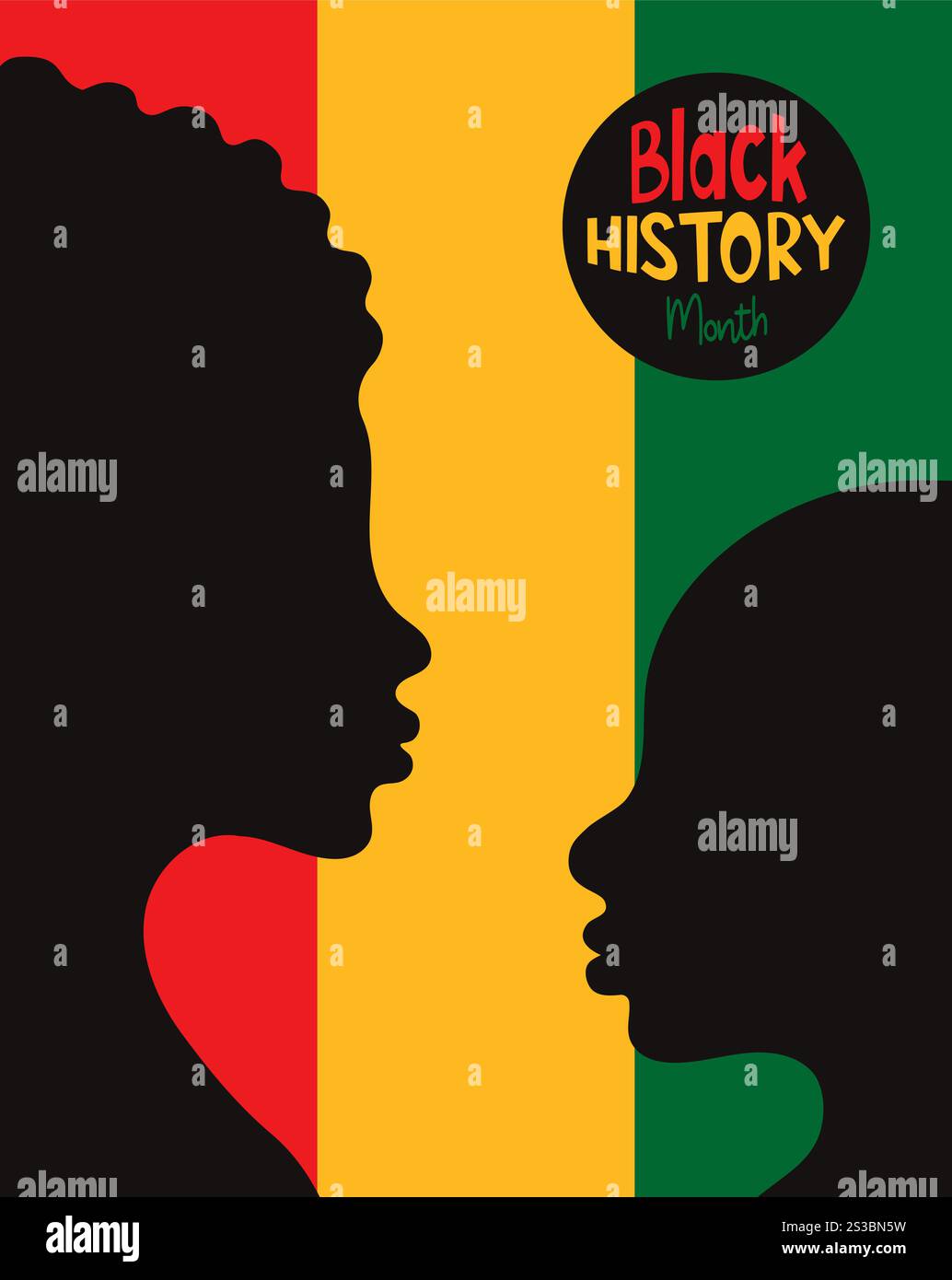 Black History Month poster. Two silhouette profiles of african american ...