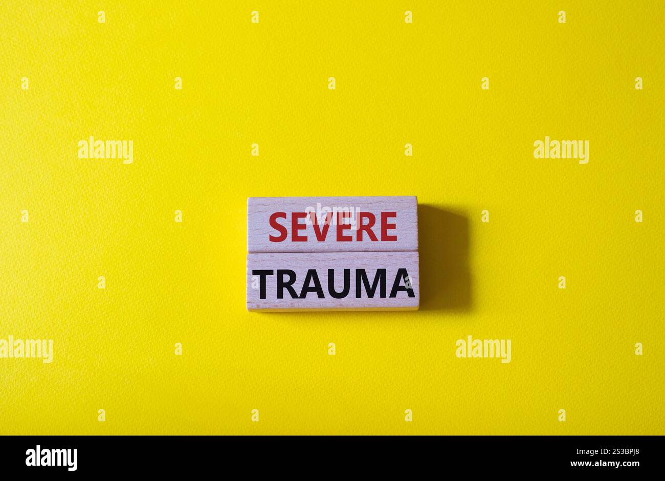 Severe trauma symbol. Wooden blocks with words Severe trauma. Beautiful ...
